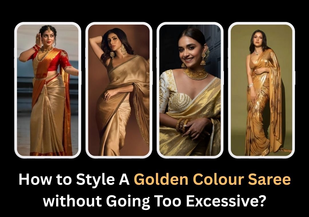 How to Style A Golden Colour Saree without Going Too Excessive?